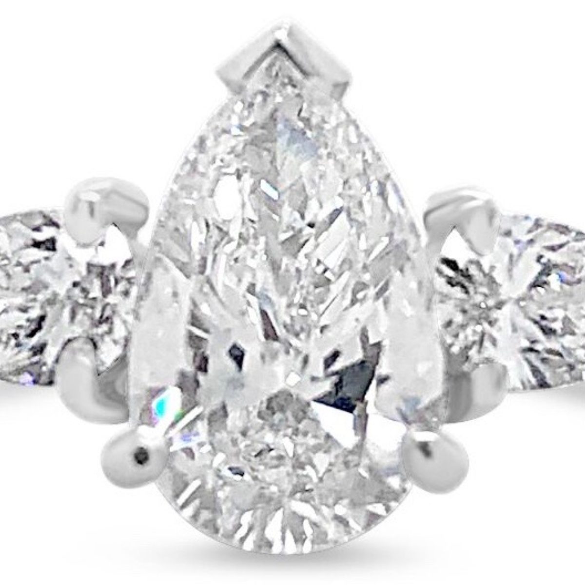 18ct white & yellow gold pear diamond trilogy… | Wishart Jewellers