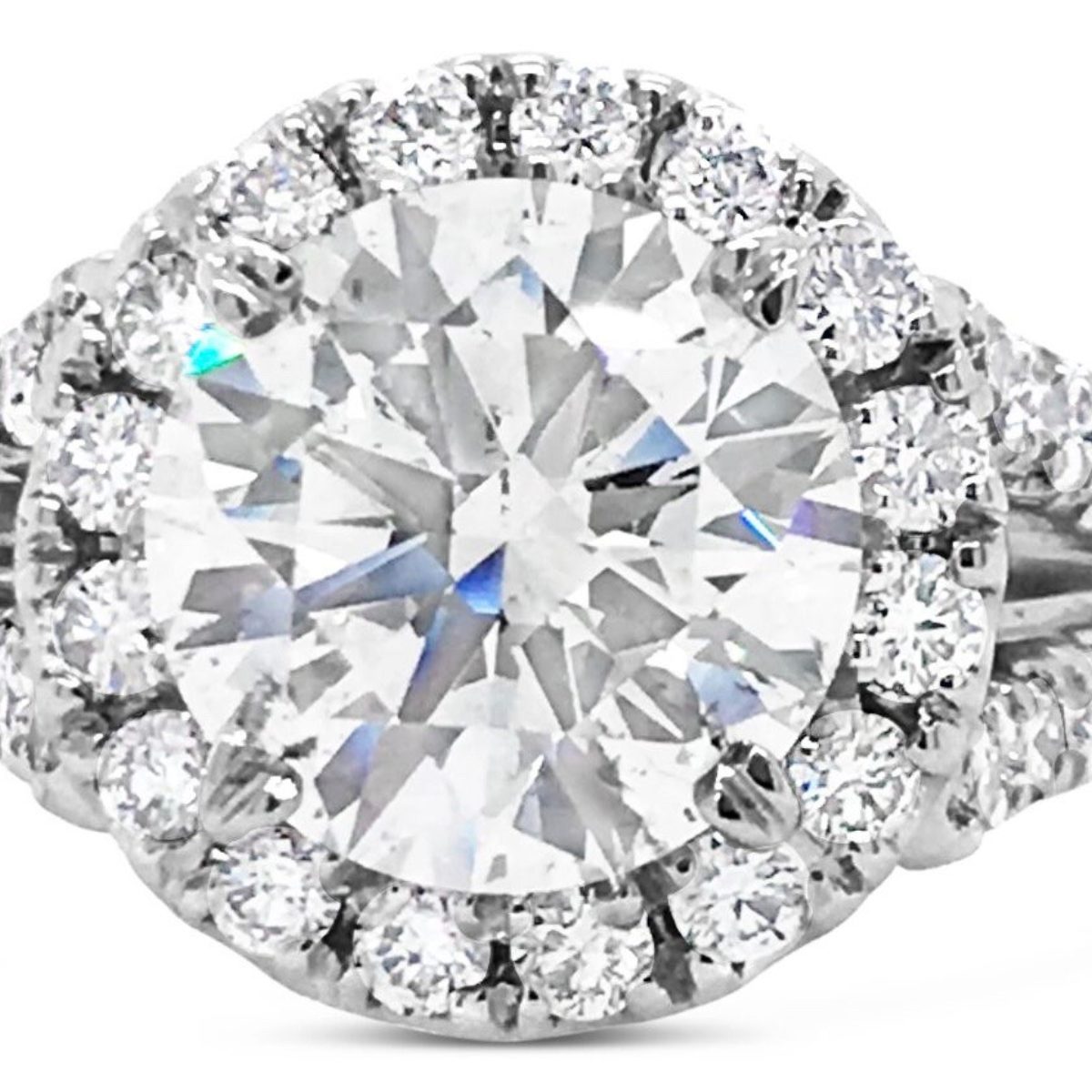 18ct white gold rbc diamond halo split style… | Wishart Jewellers